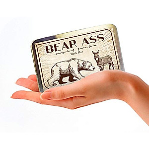 Bear Ass Bath Bar - Funny Vintage Bear and Donkey Design - Novelty Bath Soap for Men - Coffee Soap, Handcrafted, Made in the USA, Contains Real Ground Coffee