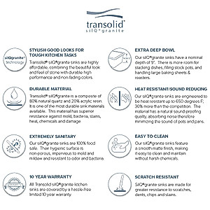 Transolid AUDA3221-17-1 Aversa SilQ Granite 32-in. Undermount Kitchen Sink, Gray