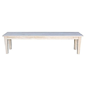 IC International Concepts International Concepts Shaker Style Unfinished Bench, 72" x 14" x 18"