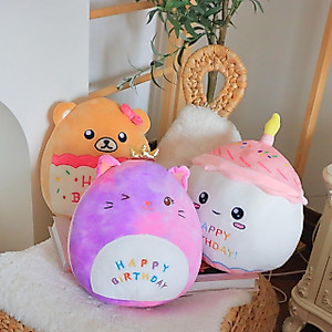 Easfan Birthday Bear Plush Pillow Soft Bear Plush Toy Cute Bear Stuffed Animal Home Room Decoration Birthday Gifts for Kids Toddlers Pink,12"