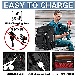 18.4 Laptop Backpack for Men, 60L Extra Large Gaming Laptops Backpack with USB Charger Port,TSA Friendly Flight Approved RFID Anti-Theft Pocket Heavy Duty Durable Computer Bag Backbag