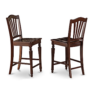 East West Furniture CHEL9-MAH-W 9 Piece Counter Height Dining Table Set Includes a Square Kitchen Table with Butterfly Leaf and 8 Dining Chairs, 54x54 Inch, Mahogany