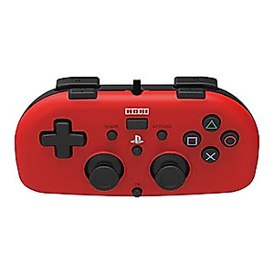 PS4 Mini Wired Gamepad (Red) by HORI - Officially Licensed by Sony