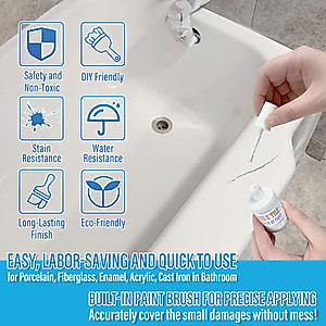 Specialty Tub and Tile Paint, High-Gloss White Tub Paint for Bathtub, Quick-Dry Porcelain Paint for Scratches & Chips on Porcelain, Acrylic, Enamel, Cast Iron, Tubs, Tiles, Sinks and Toilets(White)