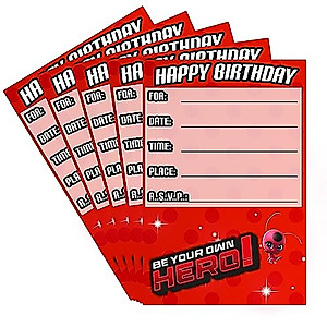 PC 10 Miraculous LadyBug Invitation Cards - Invite the Magic of LadyBug to Your Event!