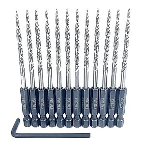 FTG USA Tapered Countersink Drill Bit Set 12 Pc (#6) 9/64" Countersink Bit Same Size Bit Replacement Only, Countersink Replacement Drill Bit with Improved Connection Drill-Hex Shank Without a Pin