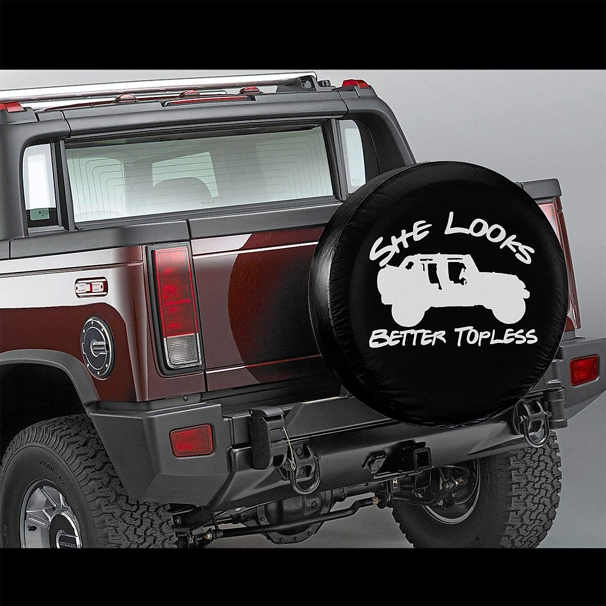 Spare Tire Covers She Looks Better Topless Universal Waterproof Sun Protector Dust - Proof Wheel Covers for Jeep, Trailer, RV, SUV, Truck, Camper and Other Vehicle 14 15 16 17 Inch