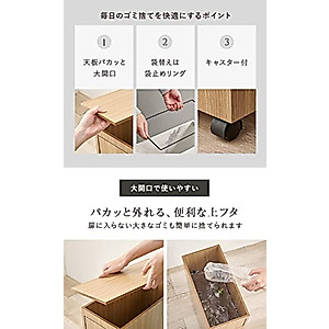 萩原(Hagihara) Hagiwara MUD-6953MBK Trash Can, Slim, 1.5 gal (45 L), with Casters, Width 7.9 x Depth 15.7 x Height 27.0 inches (20 x 40 x 68.5 cm), Vertical Type, Marble Style, Black