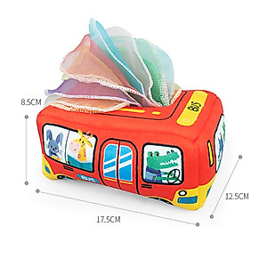 ikasus Baby Tissue Box Toy Cartoon Pattern Montessori Toy for Babies, Educational Preschool Learning Toy High Contrast Crinkle Paper Sensory Silk Scarves Toys for Baby Toddler Infants Newborns