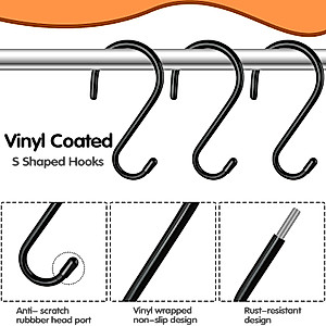 Dapute 4.5 Inch S Hooks for Hanging, 10 Pack Heavy Duty S Hooks Non Slip Closet Hooks, Large S Hook Hanger for Hanging Jeans, Clothes, Purse, Bags, Pan, Cups, Tools (Black)