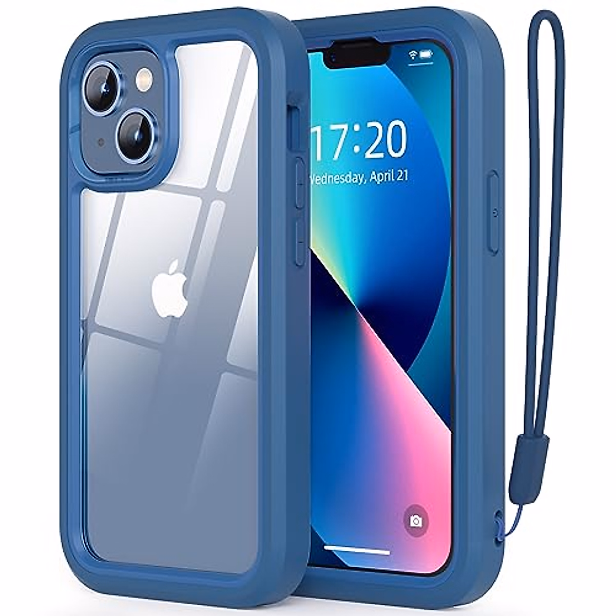WXR for iPhone 13 Mini case/iPhone 12 Mini case,Soft Silicone Bumper & Crystal Clear Hard PC Back and Hard PC Inner,3in1 Heavy Dropproof Case for iPhone 13 Mini/iPhone 12 Mini 5.4 inch. (Blue)