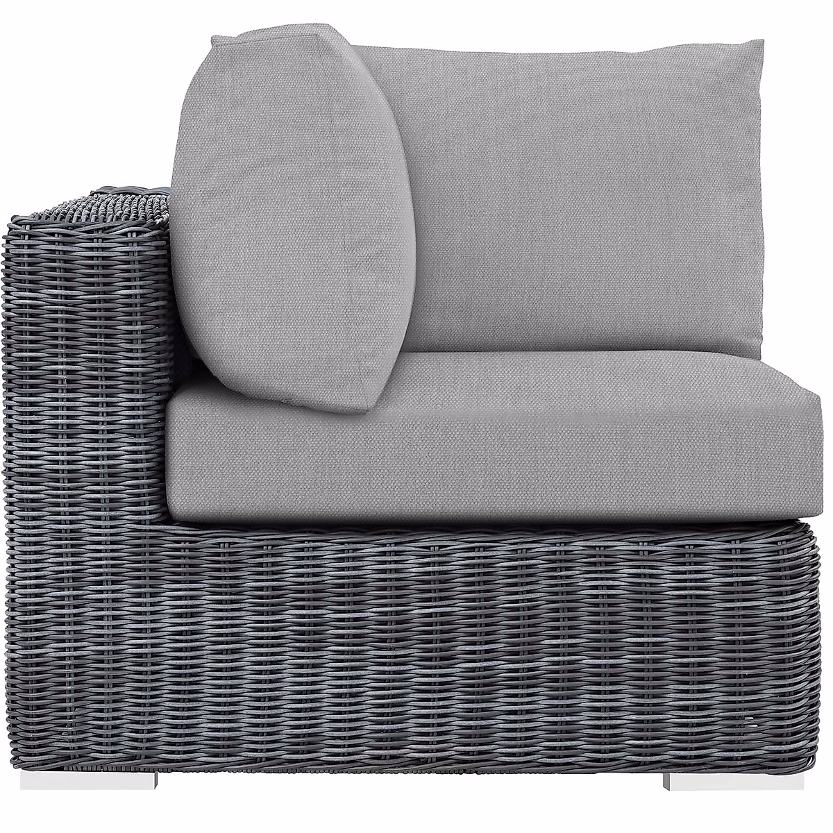 Modway Summon Wicker Rattan Outdoor Patio Sunbrella Corner Sofa in Canvas Gray