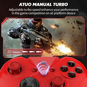 LENISUOLE Wireless PC Controller for Windows PC 7/8/10/11/Android/IOS/Steam Platform丨Connecting to Xbox Consoles is Not Supported at this Time丨 Built-in Dual Vibration and Turbo Funtion (Red)
