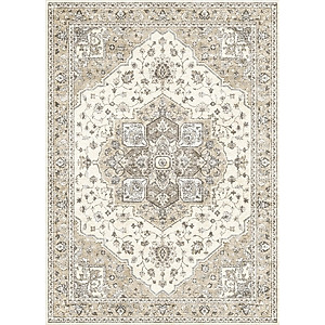 EZKLIN Washable Rug - Anti Slip 8x10 Area Rug, Machine Washable Area Rugs for Living Room, Stain Resistant Bedroom Rug (8'x10', Beige)