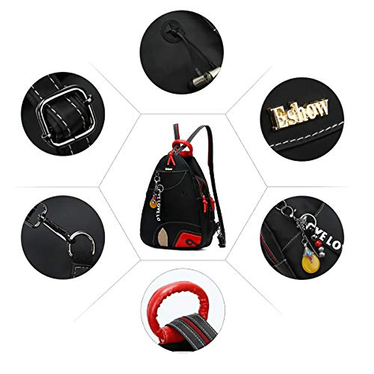 Eshow Small Backpack Purse for Women Nylon Backpack Purse - 2 Way Convertible Casual School Backpacks Hobo Handbag