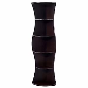 PayLessHere Contemporary Corner Shelf 5 Tier Corner Bookcase Wood Display Shelf for Home Office, Living Room, Bed Room,Walnut