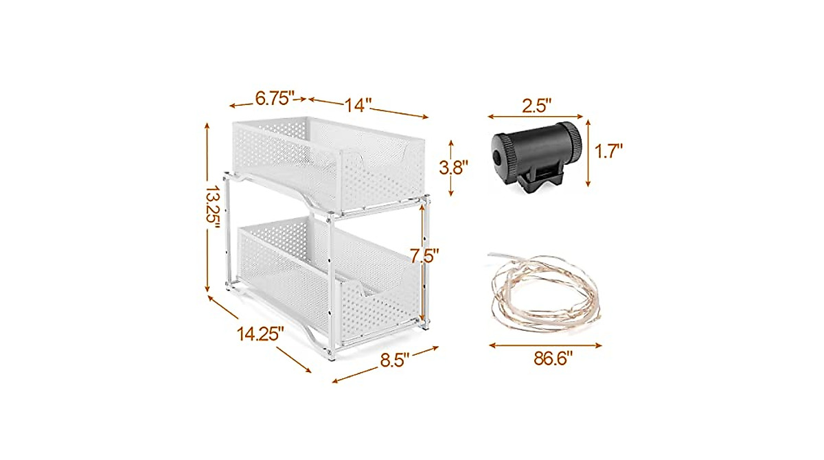 Stackable 2-Tier Metal Organizer with LED Lights