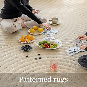 Glamtex 5x8 Cream Area Rug, Outdoor Rug, Modern Geometric Lines Textured Rug, Abstract Area Rug, Waterproof Bedroom Rug Sofa Rug for Living Room