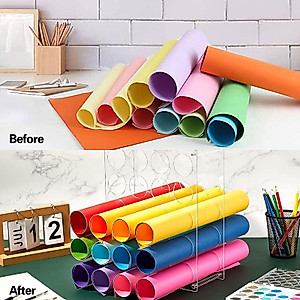 Qivine Vinyl Holder Craft Organizers and Storage, 2Pcs Craft Storage Vinyl Roll Holder with 25 Holes, Acrylic Craft Room Storage and Organization for Scrapbook