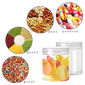 20 Pack 4oz Clear Plastic Jars with Lids,Wide-Mouth Refillable Storage Containers,Empty Round Containers for Candy,Beads,Lotion,Slime Making and Food Storage