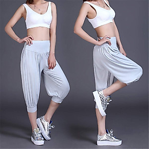 LKXHarleya Women Modal Harem Yoga Pants Loose Casual Fold Over Pilates Capri Pants Yoga Pants