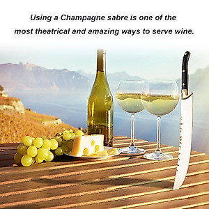 XuSha Champagne Saber Champagne Sword Wine Knife Bottle Opener Wood Handle with Gift Box (Black handle + Gift Box)
