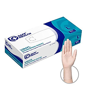Safe Health Vinyl Exam Disposable Gloves, Free of Latex & Powder, Clear, 3.5 Mil, Medical Grade (1, Medium)