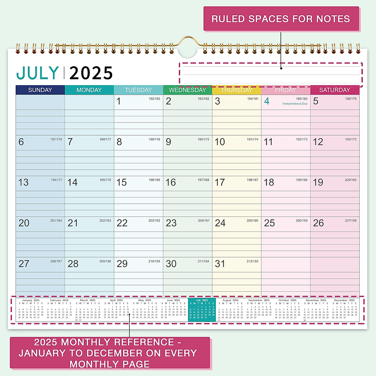 2025-2026 Calendar - Wall Calendar 2025-2026, March 2025 - August 2026, 18 Monthly Calendar with Thick Paper, 15" x 11.5", Hanging Hook - Colorful Lump