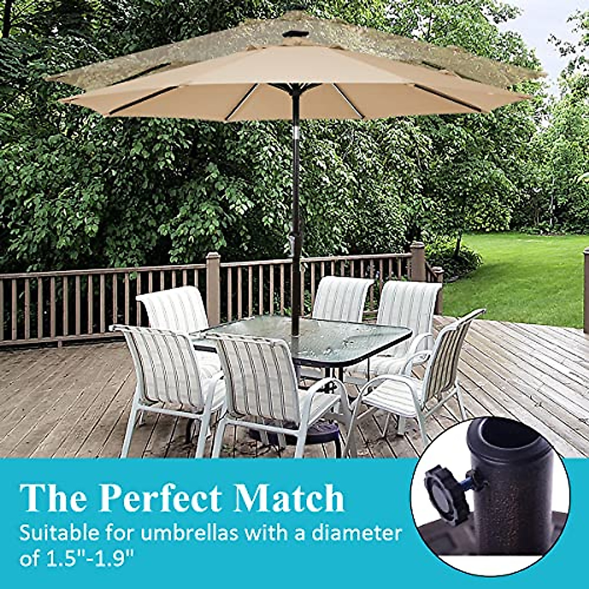Salches Cast Umbrella Stand, 30lbs Heavy Duty Umbrella Stands for Outside, Outdoor Umbrella Holder for Garden/Beach/Patio/Deck/Porch, Classic Round Market Umbrella Base