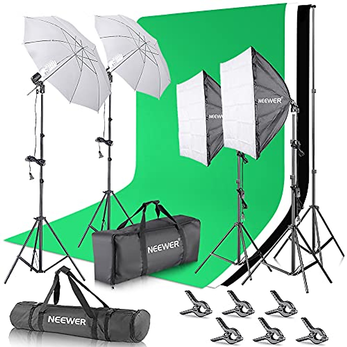NEEWER Photography Lighting kit with Backdrops, 8.5ftx10ft Backdrop Stand, 800W Equivalent 5500K Umbrella Softbox Continuous Lighting, Photo Studio Equipment for Portrait Product Photo Shoot