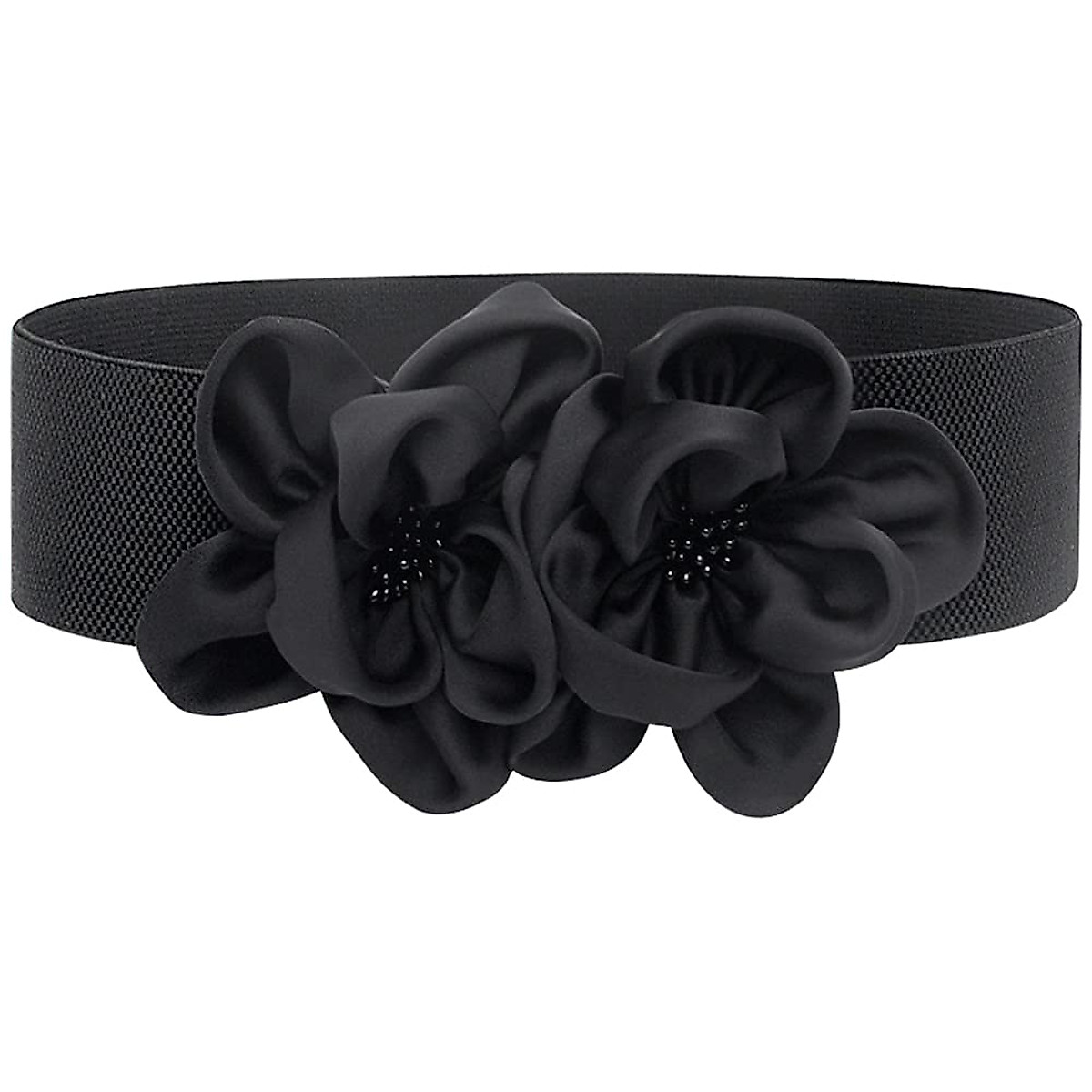 ALAIX Women's Wide Belt Stretchy Chunky Waist Belt Dress Belts Big Flower Cinch Belts Elastic Belts for Women