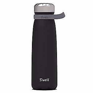 S'well Stainless Steel Traveler - 40 Fl Oz - Onyx - Triple-Layered Vacuum-Insulated Containers Keeps Drinks Cold for 60 Hours and Hot for 20 - with No Condensation - BPA-Free Water Bottle