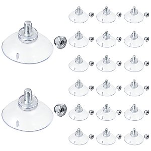 Quzzil 10 Pcs Suction Cups 4.4 cm/ 1.73 Inch Diameter Suction Cup Screw 0.39 Inch in Length PVC License Plate Suction Cups Hooks Clear Suction Cup with Cap Nut M6 Thread for Shade Cloth Acrylic Plate