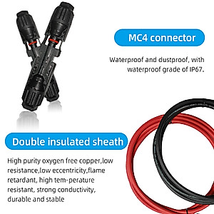 QILUCKY Professional Connection 10AWG 12AWG Solar Extension Cable red+Black 4mm²/6mm² Voltage Class 1500V. Mounted Solar Plug Male and Female Connectors for Solar Panel Wire (6mm²-10AWG, 6Ft.)