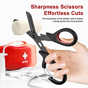 3 Pack Penlight and Medical Scissors for Nurses, Two LED Pen Light with Pupil Gauge and One 7.5 Inches Trauma Shears with Carabiner for Nurse Doctor EMT First Aid （Including Four Batteries)