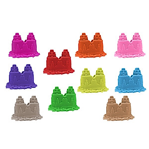 Dynamic Play Sand Art [10 Pack] Arts and Crafts for Kids | Multi Color Combo Kit Play Sand with Castle Molds Containers | Stress Relief Toys for Kids and Adults | Party Favors