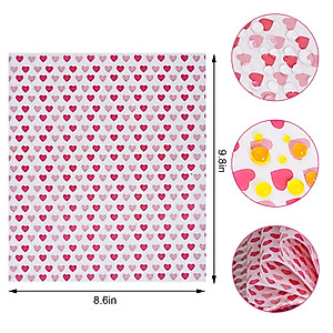 100pcs Valentines Wax Paper Sheets for Food Wrapping Heart Wax Paper Candy Wrappers Wax Paper Sheets for Baking Sandwich Wrappers Waterproof Heart Pattern Basket Wax Paper Liners
