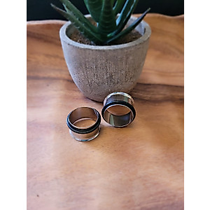 Zaya Body Jewelry 1 inch 25mm Black Tapers and Steel Tunnels Ear Gauging Kit