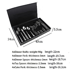 Silverware Set Flatware 20-Piece for 4 Retro Geometric Stainless Steel Unique Pattern Design Tableware Cutlery Set with Storage Box Kitchen Utensils Spoon and Fork Set Hand Wash Recommended