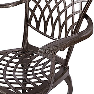 Kinger Home 2-Piece Cast Aluminum Outdoor Patio Chairs, Patio Chairs Set of 2, Patio Seating, Chairs for Outside, Woven Design, Rust Resistant - Bronze