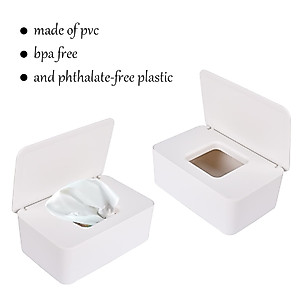 Cuayaes White Tissue Box Cover, Refillable Baby Wipes Dispenser with Sealed Lid, Modern Desktop Tissue Box Holder Napkin Organizer Container for Bathroom Car Office