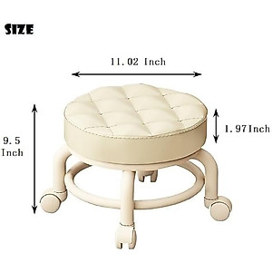 Aetherix Low Stool with Wheels, Pedicure Chair for Nail tech Low Rolling Stool, Shoe Changing Makeup Cleaning with Wheels, Pedicure, Massage SPA and Home, Low Seat with Wheels