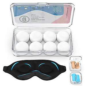 Mavoslg Silicone Earplugs - Ultra Soft Foam Earplugs - Sleep Eye Mask for Men Women, Upgraded 3D Hollowed Design, Value Pack–for Sleeping, Snoring, Travel, Airplanes, Shift Work，32dB Highest NRR