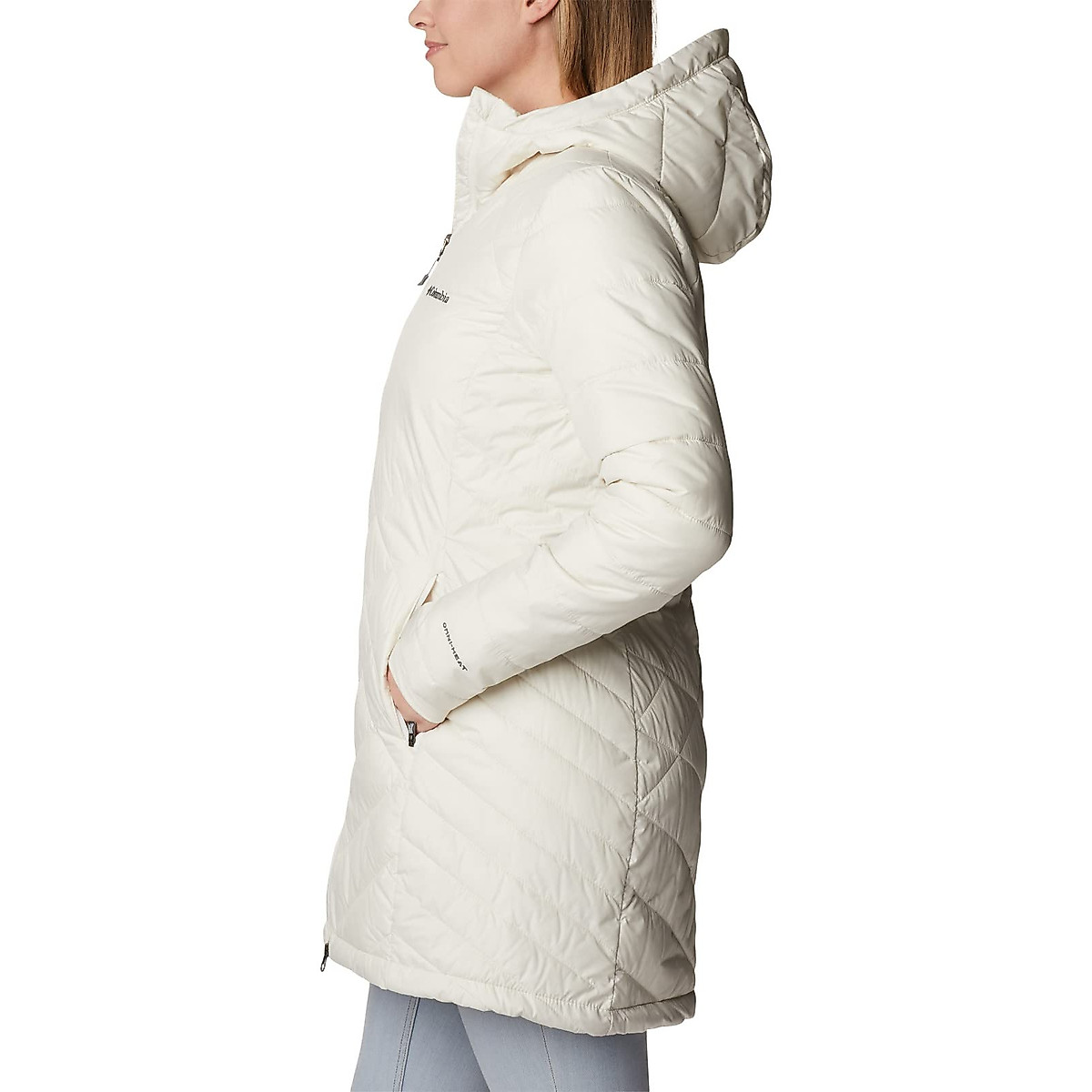 Columbia Women's Heavenly Long Hooded Jacket, Chalk, 3X