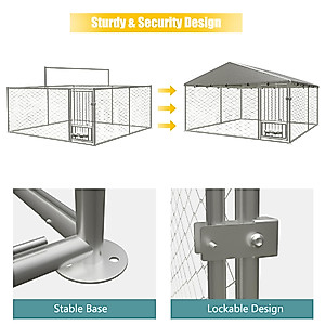Tmsan Dog Kennel Outdoor, Dog House with Waterproof Roof & Secure Lock, Large Dog Crate Fence, Outside Pet Playpen for Chicken, Rabbit, Cat, 10ft