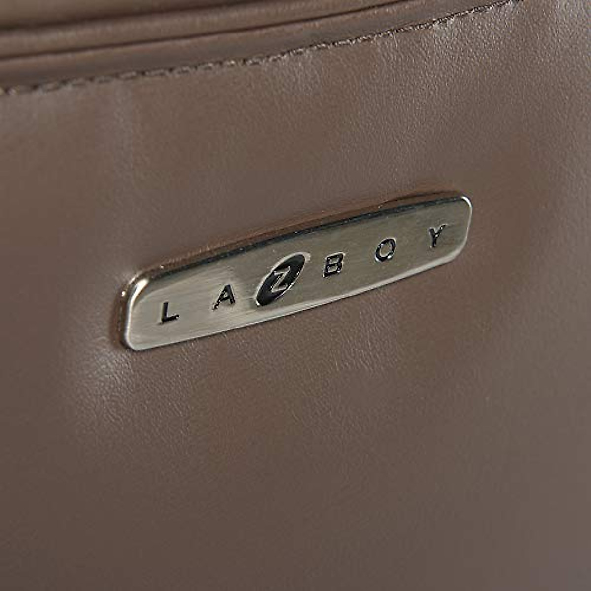 La-Z-Boy Bennett Modern Executive Lumbar Support, Rich Wood Inlay, High-Back Ergonomic Office Chair, Bonded Leather, Brown 26D x 26.25W x 39.75H in