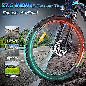 Vivi Electric Bike, 27.5" Electric Mountain Bike for Adults, with 500W Motor 48V 10.4Ah Removable Battery, 20mph - Class 2 eBike, Up to 50 Miles Range, 21 Speed, Suspension Front