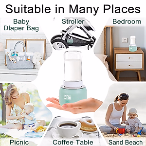 Bufims Portable Bottle Warmer, Fast Heating Travel-Friendly Leak-Proof Cordless Milk Warmer, with 5 Adapters for All Bottles