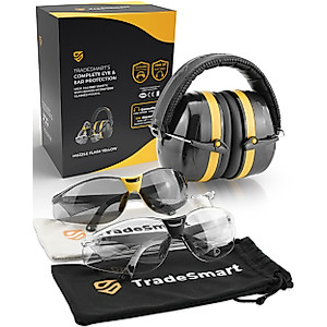 TradeSmart High-Performance Earmuffs for Shooting Range & Shooting Eye Protection Glasses + Firearm Confidence Course Included