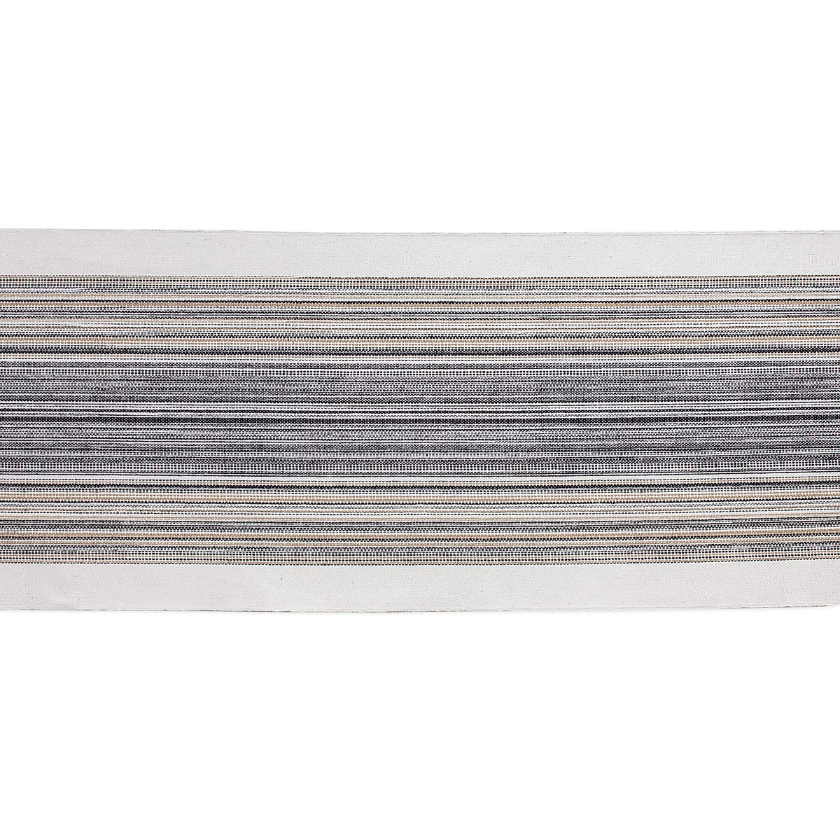 DII Everyday Collection Fringed Stripe Tabletop, Table Runner, 14x72, Black